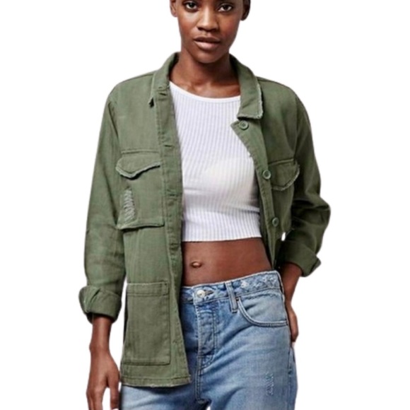 Topshop | Jackets & Coats | Topshop Oversized Distressed Utility Jacket ...